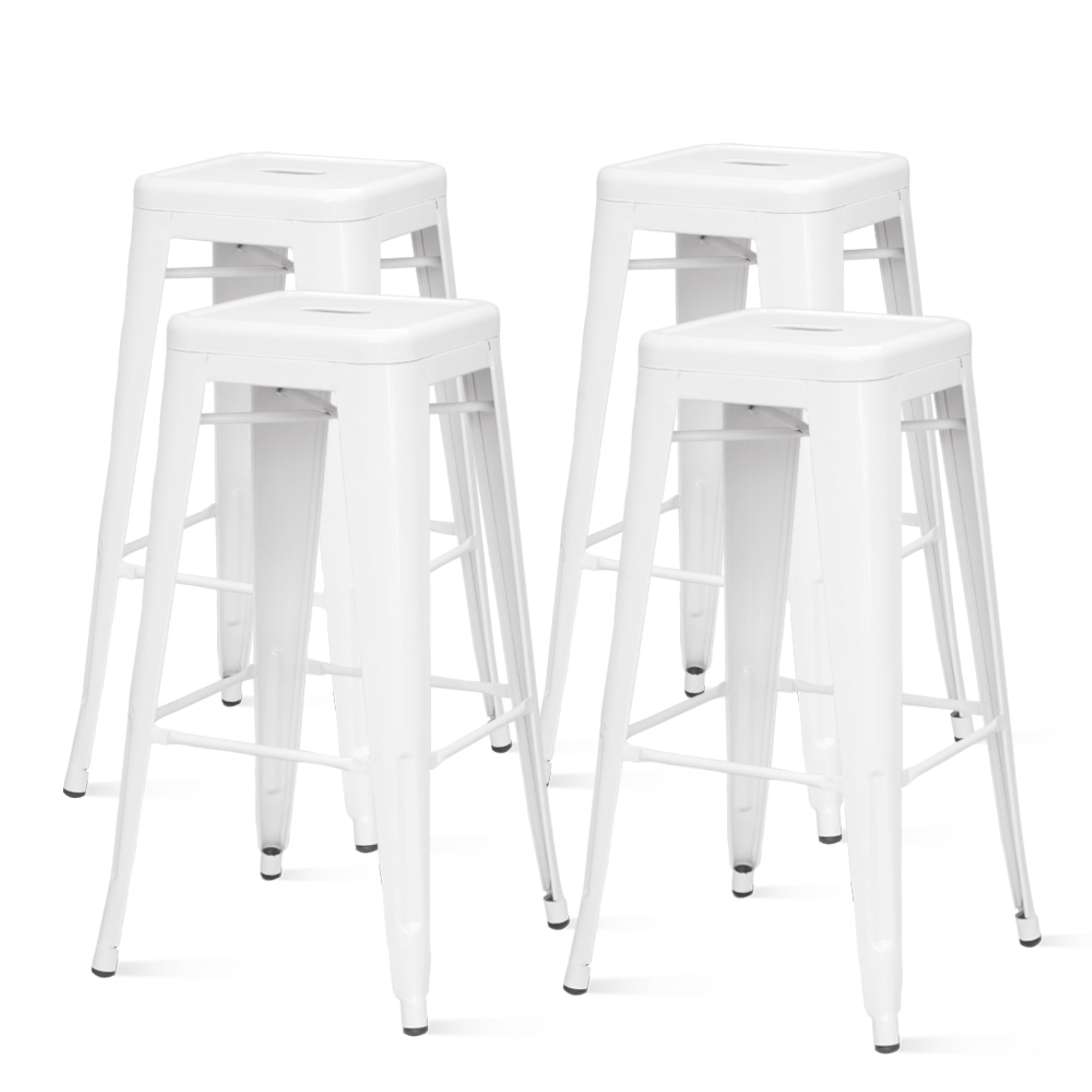 Metropolis Stackable Metal Backless Counter Stool (Set of 4), Multiple ...