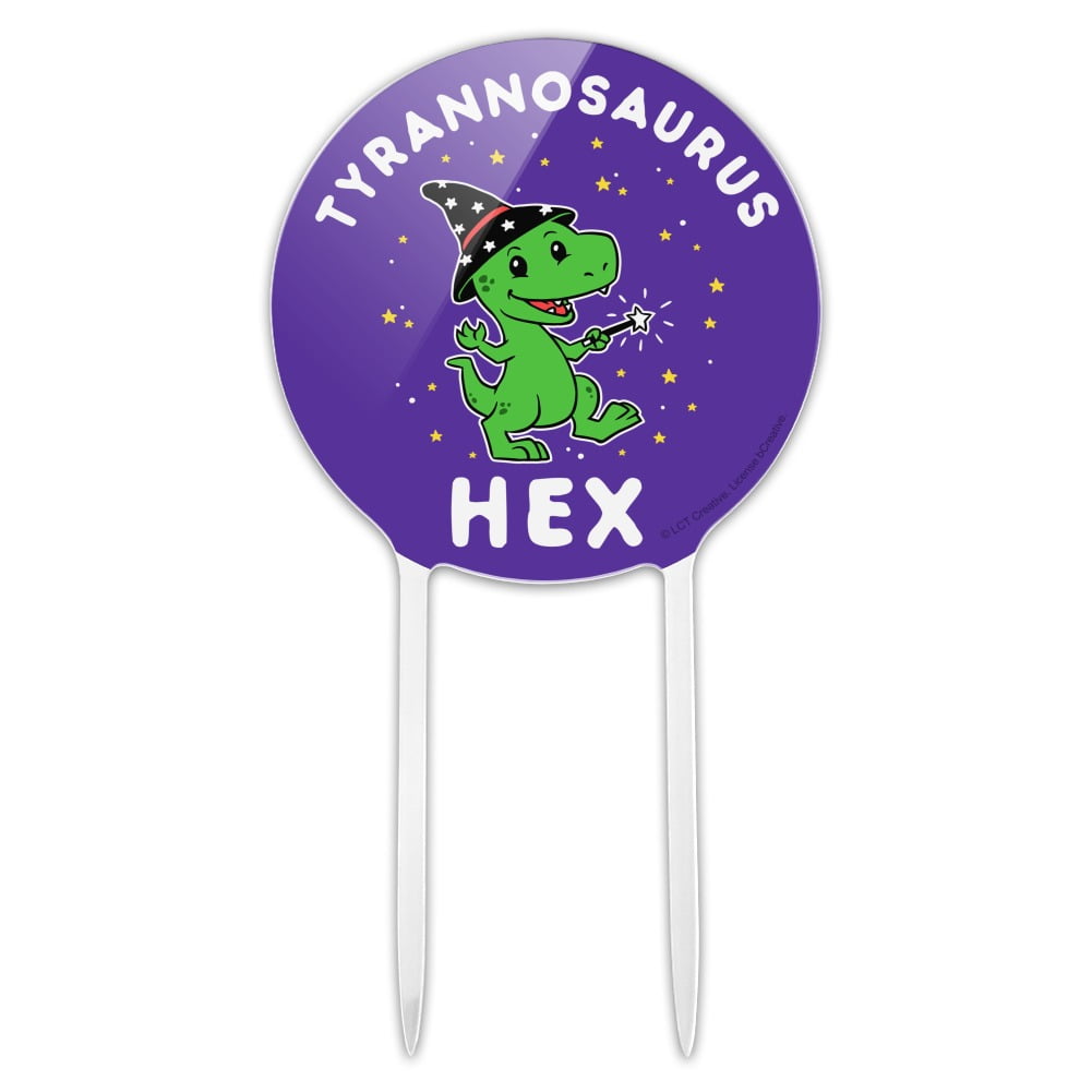 Acrylic Tyrannosaurus Hex T-Rex Wizard Witch Funny Humor Cake Topper ...