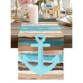 Burlap Table Runner 36 Inches Long, Nautical Anchor Blue Ocean Style ...