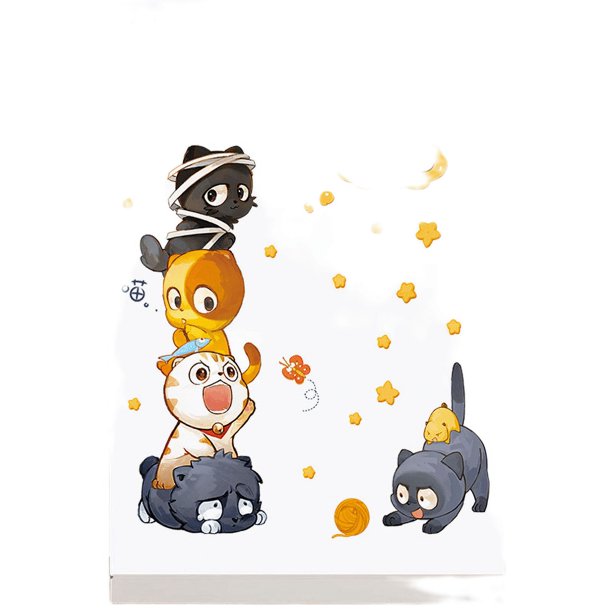 Super Cute Cat Wall Decals Cartoon Animal Wall Stickers Bedroom Living ...