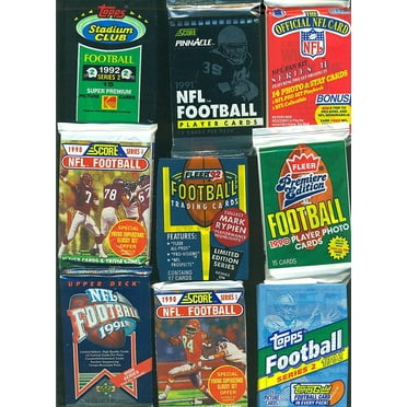 100 Vintage Football Cards In Old Sealed Wax Packs - Perfect For New