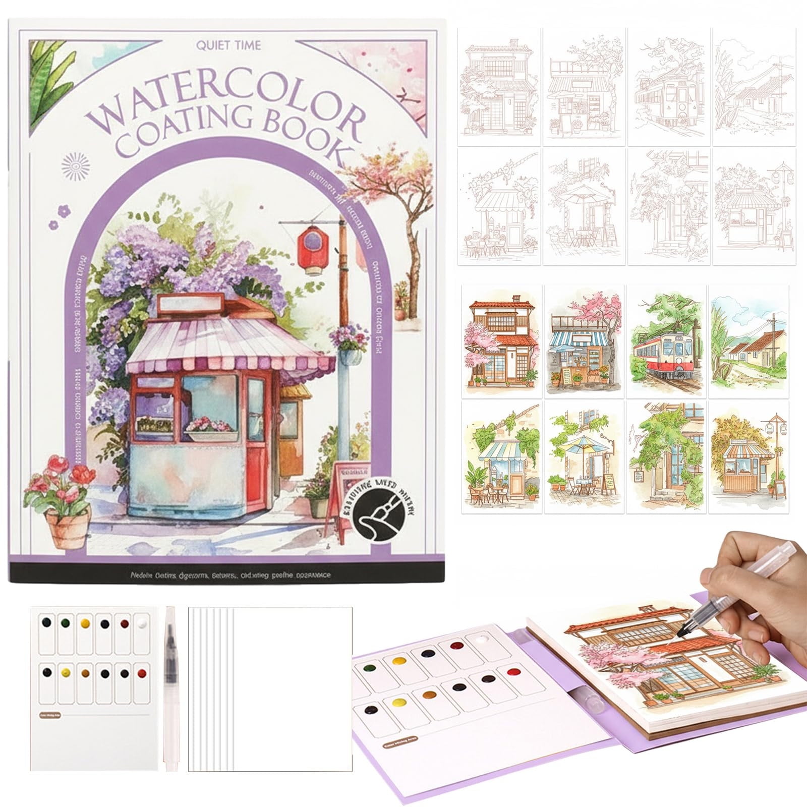 Click here for Caiyueke Watercolor Coloring Book Tri Fold Page Wa... prices