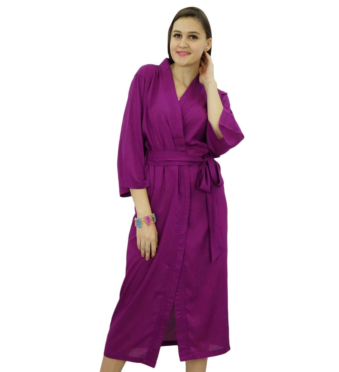 Bimba Women Long Solid Belt Robe Soft Modal Cotton Wrap Round Plain ...