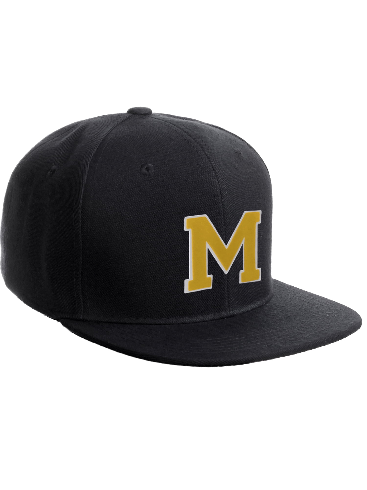 Classic Snapback Hat Custom A to Z Initial Raised Letters, Black Cap ...