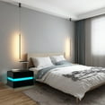 LED 2-Drawer Nightstand, Bedside Table with RGB LED Backlights, Bedroom ...