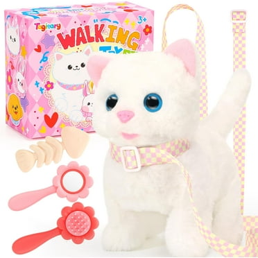 Interactive Robot Cat Toy - Electronic Plush Pet with Walking and ...
