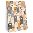 Cat Paws Canvas Wall Art for Living Room, Playful Cute Yellow Gray ...