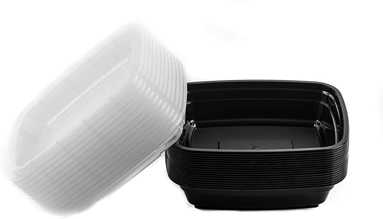EcoQuality Meal Prep Containers [300 Pack] Black Rectangle Containers ...