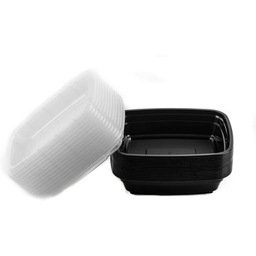 [50 Count] 32 oz Black Plastic Meal Prep Containers with Lids - Round ...