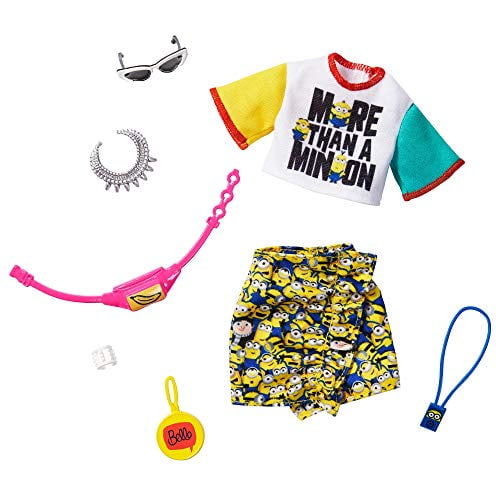 Barbie Storytelling Fashion Pack Of Doll Clothes Inspired By Minions Top Skirt And 6 Accessories Dolls Gift For 3 To 8 Year Olds