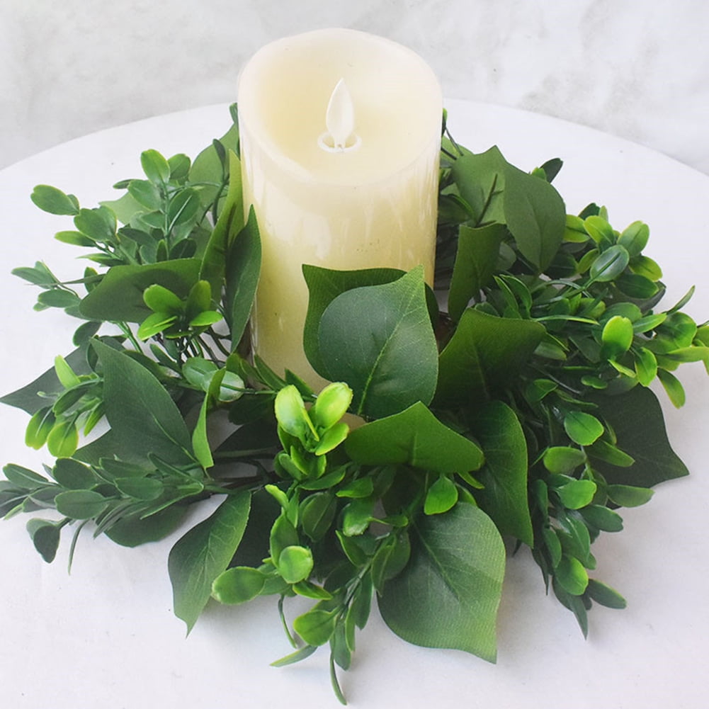 HiMiss Artificial Eucalyptus Candle Wreaths Lightweight Candle Ring for ...