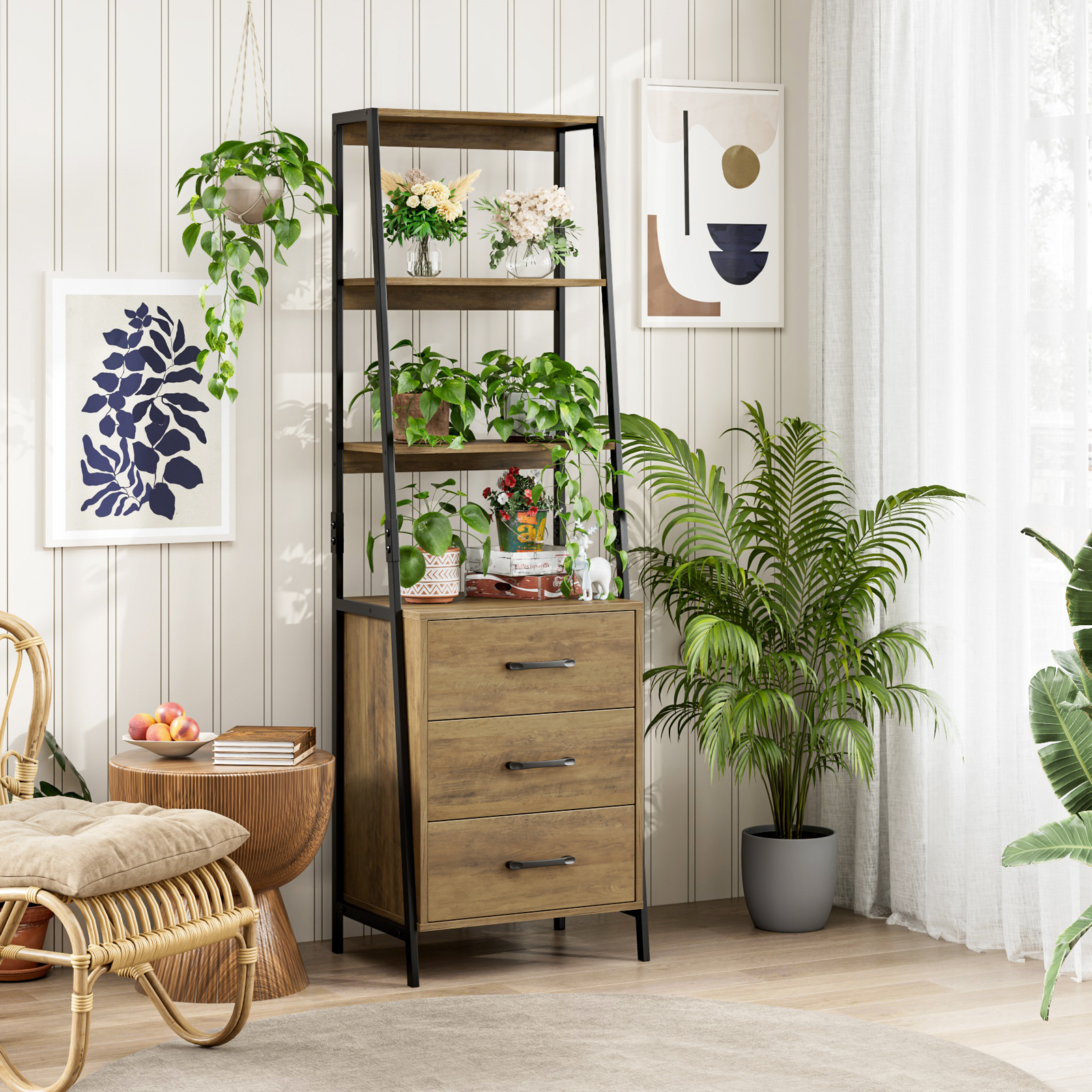 11189 Pasir 3-Tier Shelf with 3 Doors with Round Handle - Walmart.com