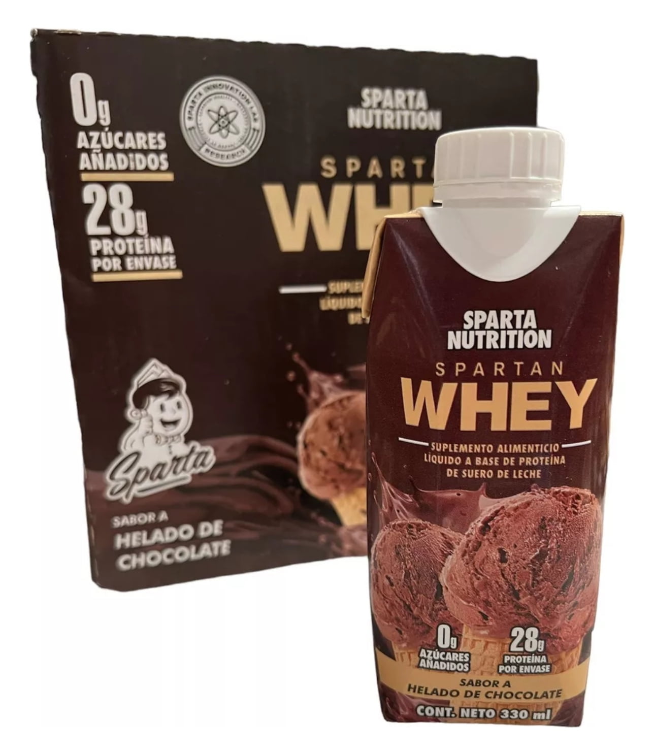 SPARTAN WHEY LIQUIDA 12 PACK SABOR HELADO DE CHOCOLATE 330 ML CADA ENVASE, SPARTA NUTRITION ...