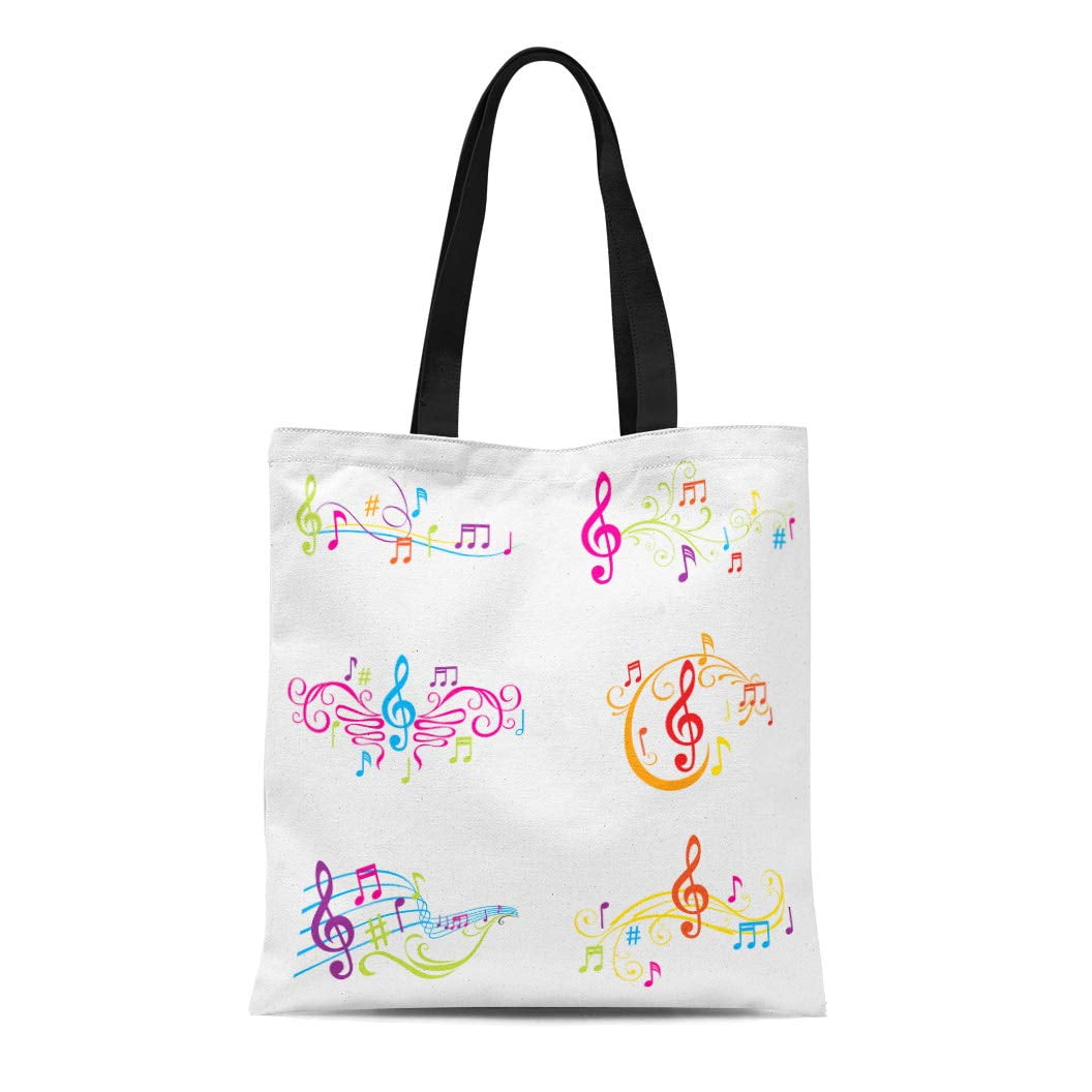 HATIART Canvas Tote Bag Music of Colorful Musical Notes in Color Song ...