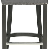 SAFAVIEH Addo Classic Glam Ring Bar Stool with Footrest, Charcoal ...