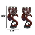 Set Of 2 Fantasy Maroon Dragons Devotion Love Hex Heart Baroque Wine ...