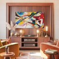 Beige Yellow Red Geometric TV Cover for 65 Inch Screen, Stretch Fabric ...