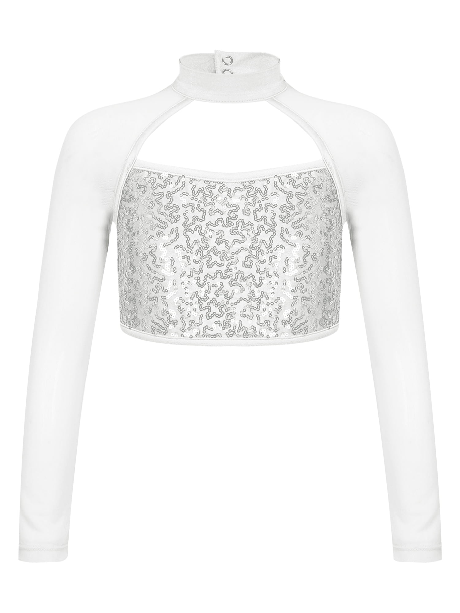 CHICTRY Girls Shiny Sequins Crop Top, Long Sleeve Ballet Dance Outfit ...