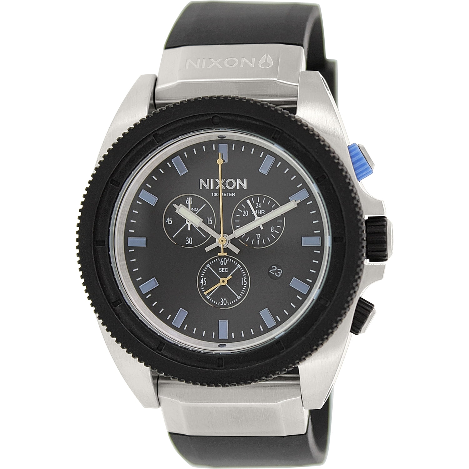Nixon Men's A2901529 The Rover Chrono Black Dial Black Silicone Strap ...