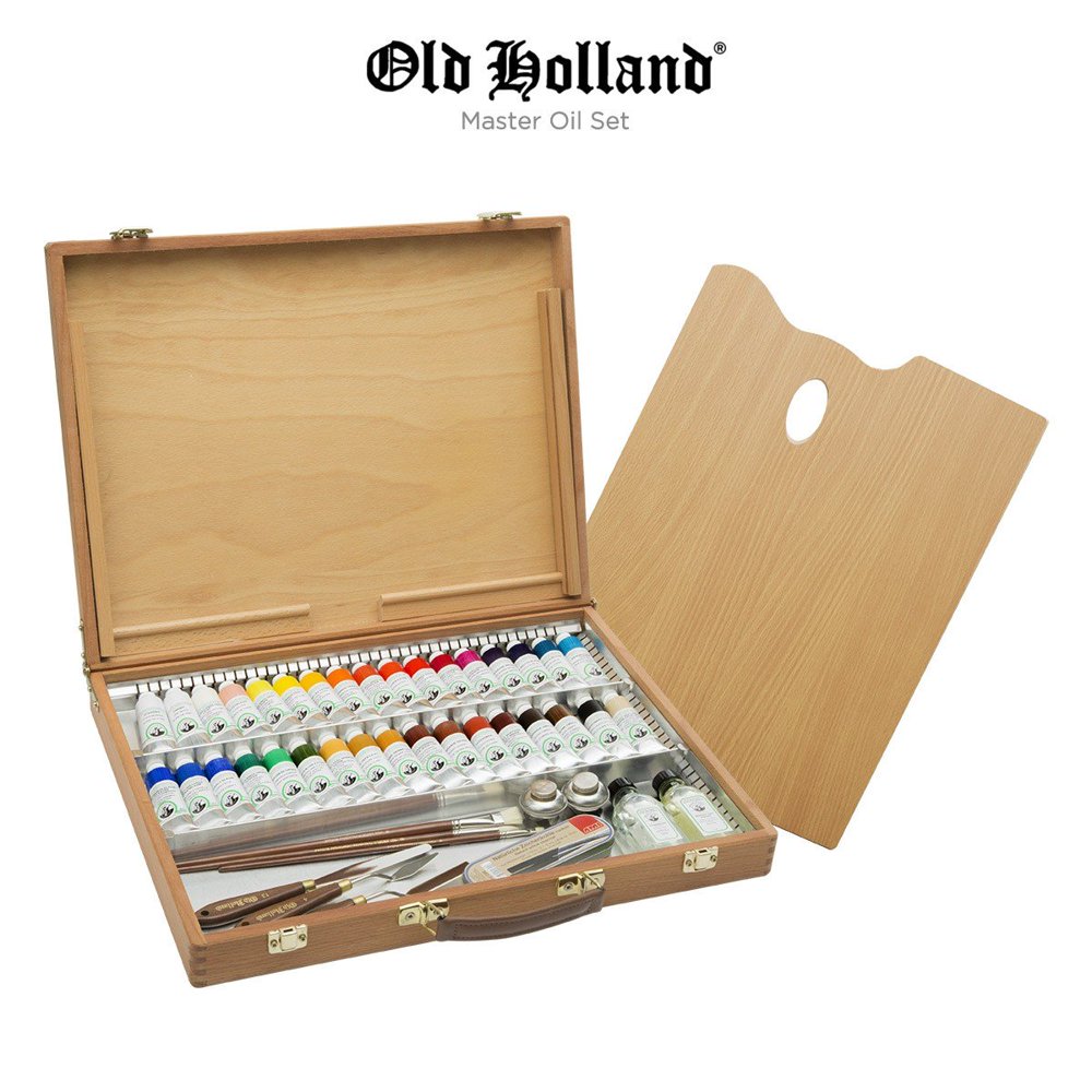 Old Holland Master's Oil Paint Set With Wood Storage Box & Palette ...
