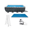 INTEX Ultra XTR Rectangular Outdoor Metal Frame Pool Set with Sand ...