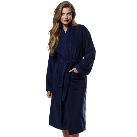 Canadian Linen Women Fleece Bathrobe Shawl Collar Kimono Bath Robes for ...