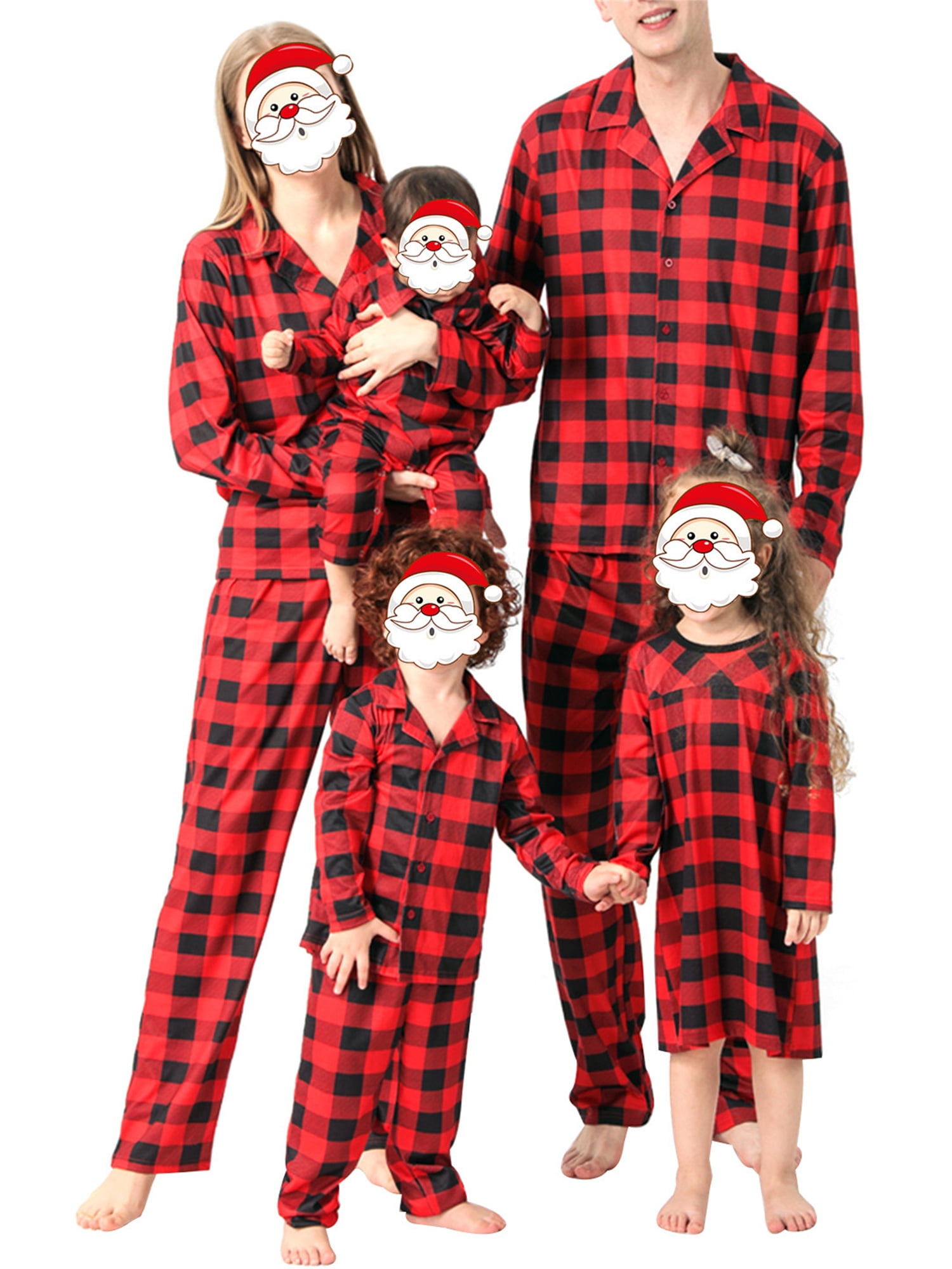 inevnen-matching-family-christmas-pajamas-set-red-buffalo-plaid-pjs