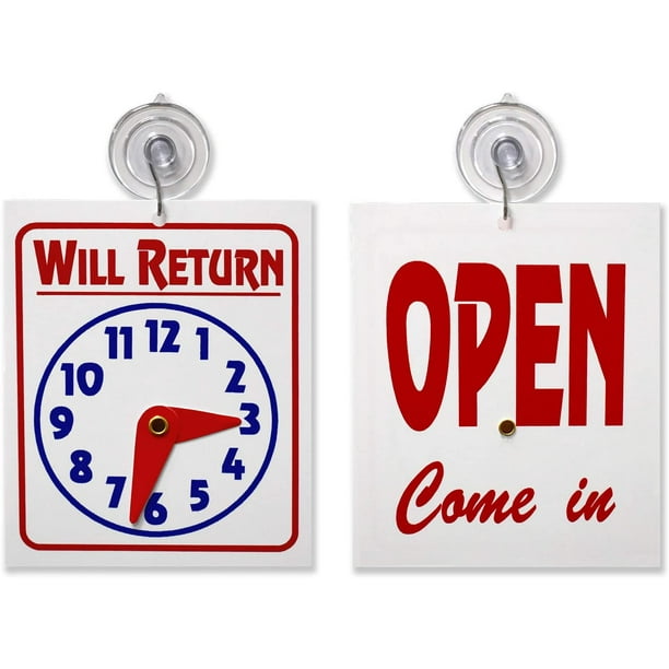 Double Sided "Will Return" Clock and "Open Come In" Sign with ...