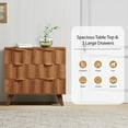 YOCWO Walnut Large 3 Drawer Nightstand with Wave Pattern, Mid-Century ...