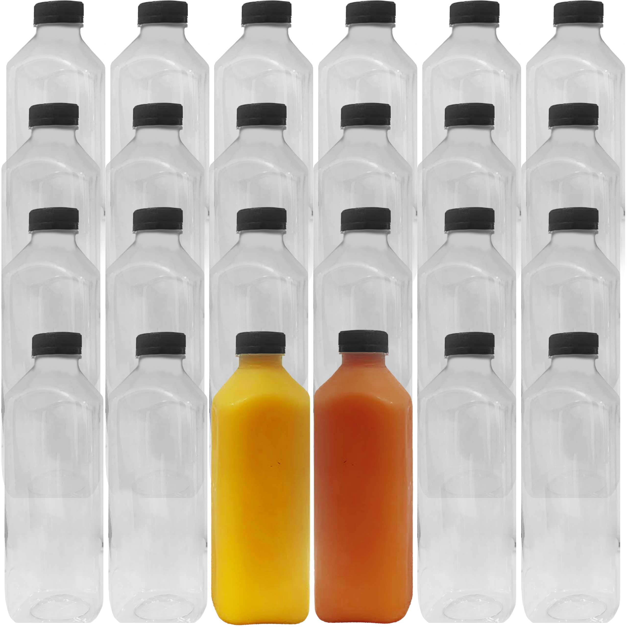 Avant Grub 33 fl oz Clear Reusable, Empty Juice Bottles with Lids, 24 ...