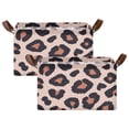 Brown Leopard Print Pattern Collapsible Storage Bin Open Home Shelf ...