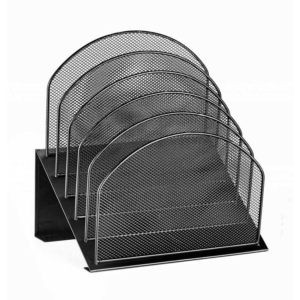 AdirOffice Metal Mesh 5 Section Desktop Organizer Paper Sorter, Black ...