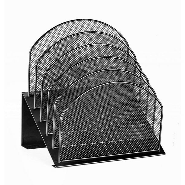 AdirOffice Metal Mesh 5 Section Desktop Organizer Paper Sorter, Black ...