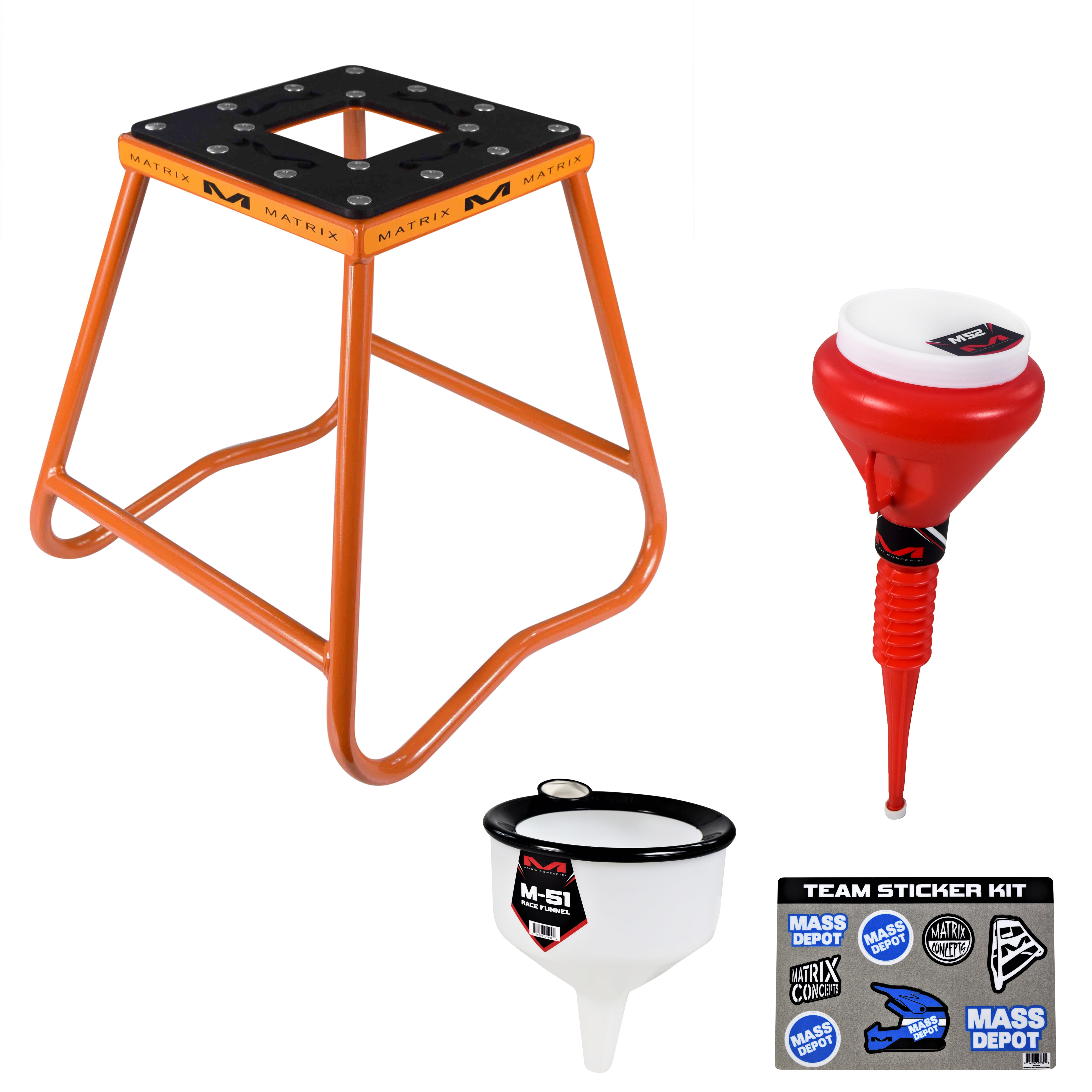 Matrix Concepts C1 Steel Orange Dirt Bike MX Stand with Gas and Oil ...