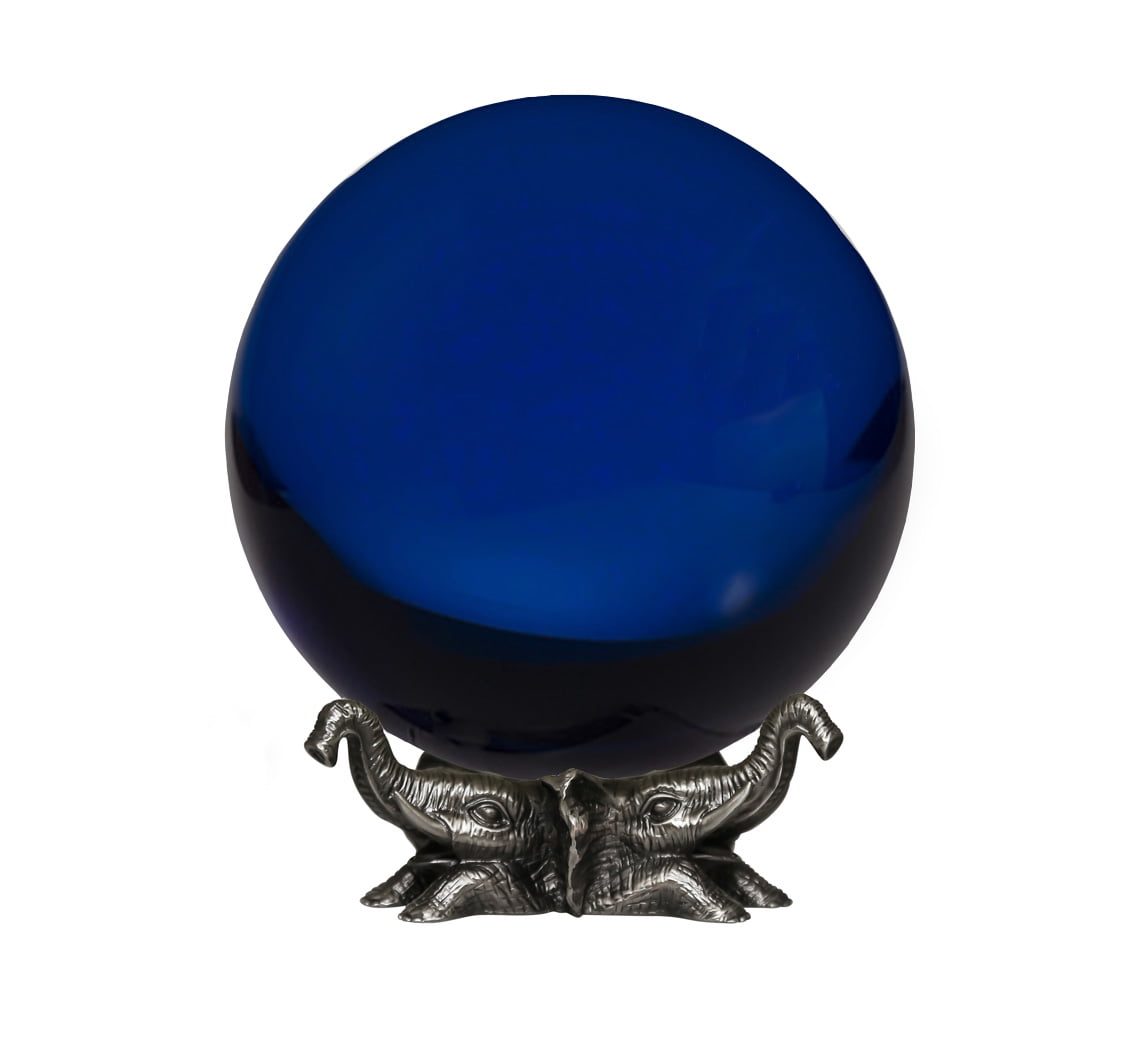 Amlong Crystal Blue 8 in. (200mm) Crystal Ball with Elephant Stand ...