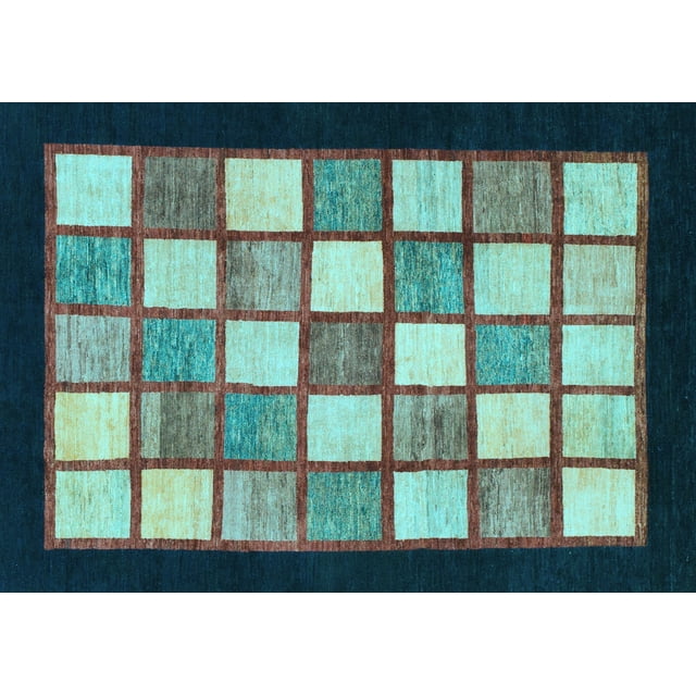 Ahgly Company Indoor Rectangle Checkered Light Blue Modern Area Rugs, 7 ...