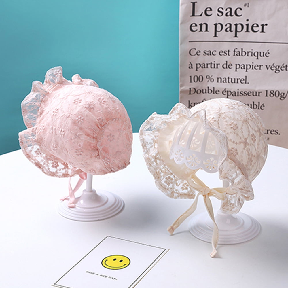 VONTER 1 Pieces Baby Girl Lacy Bonnet Eyelet Lace Christening Bonnet ...