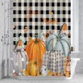 Black Plaid Autumn Pumpkin Bird Shower Curtain, Waterproof Fabric ...