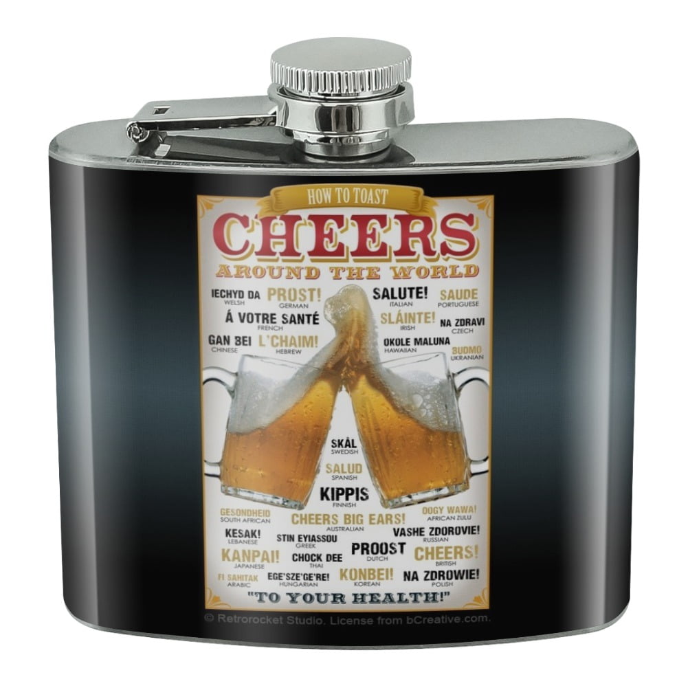 How to Toast Cheers Around the World Stainless Steel 5oz Hip Drink ...