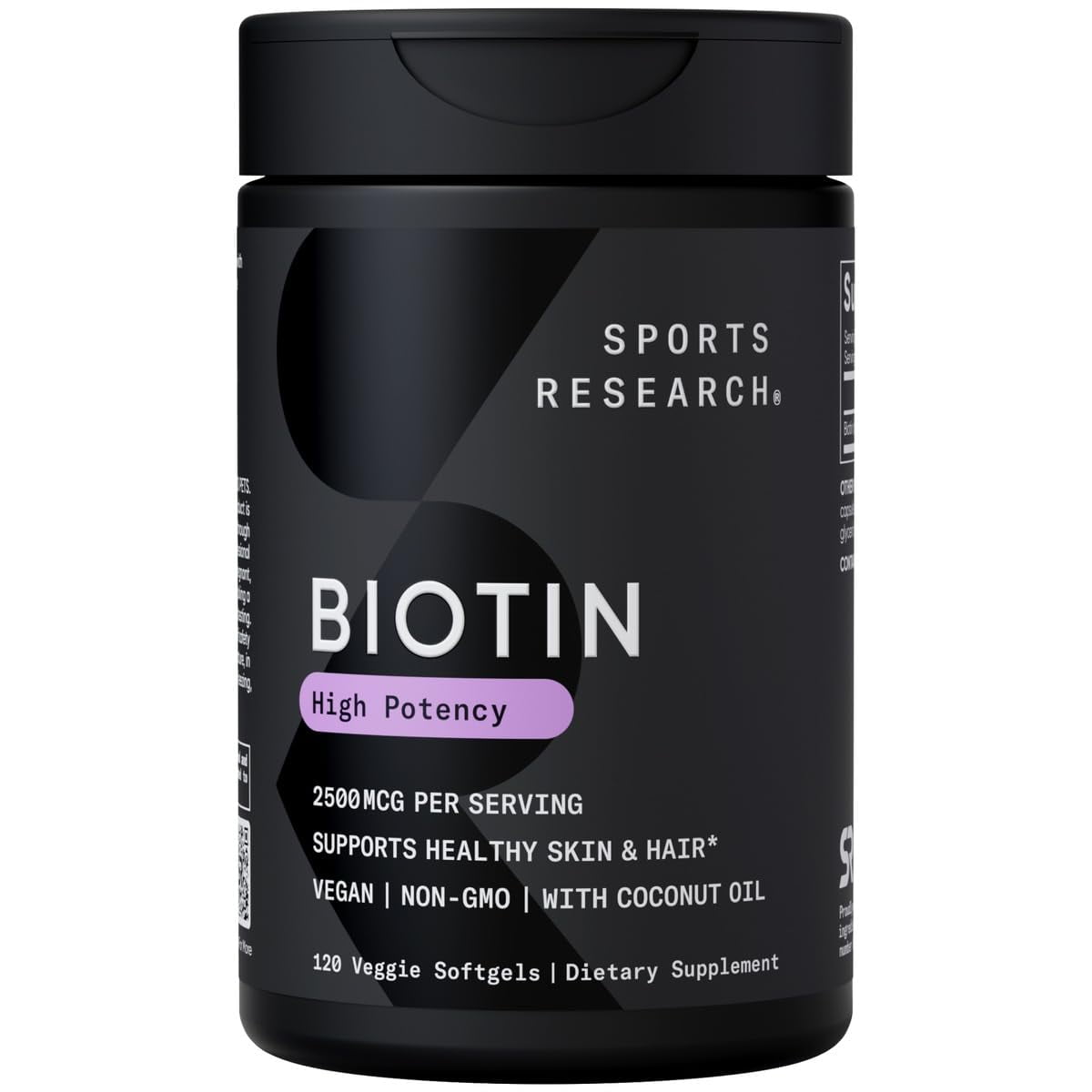 Suplemento Sports Research, biotina vegana, 2500 mcg, 120 cápsulas ...