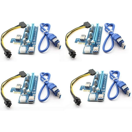 PCIe 6-Pin PCI-E 16x to 1x Powered Riser Adapter Card w/ 60cm USB 3.0 ...