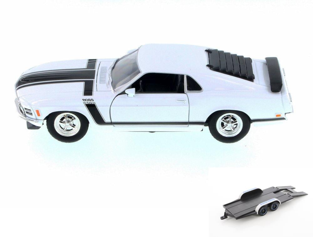 Diecast Car w/Trailer - 1970 Ford Mustang Boss 302, White w/ Black ...