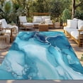 Abstract Impressionist Art Outdoor Rug, Gary Blue Marble Texture Non ...