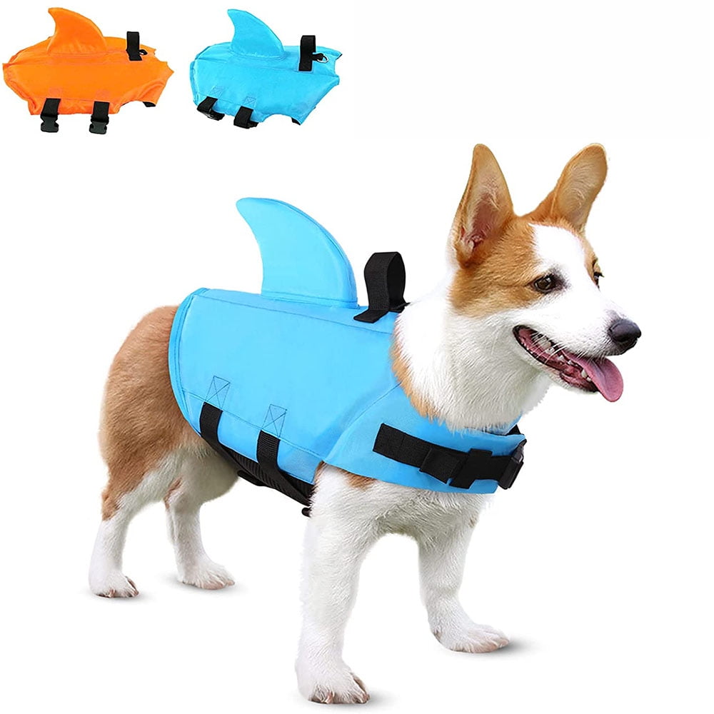 Dog Life Jacket- Preserver with Adjustable Belt, Pet Swimming Shark ...