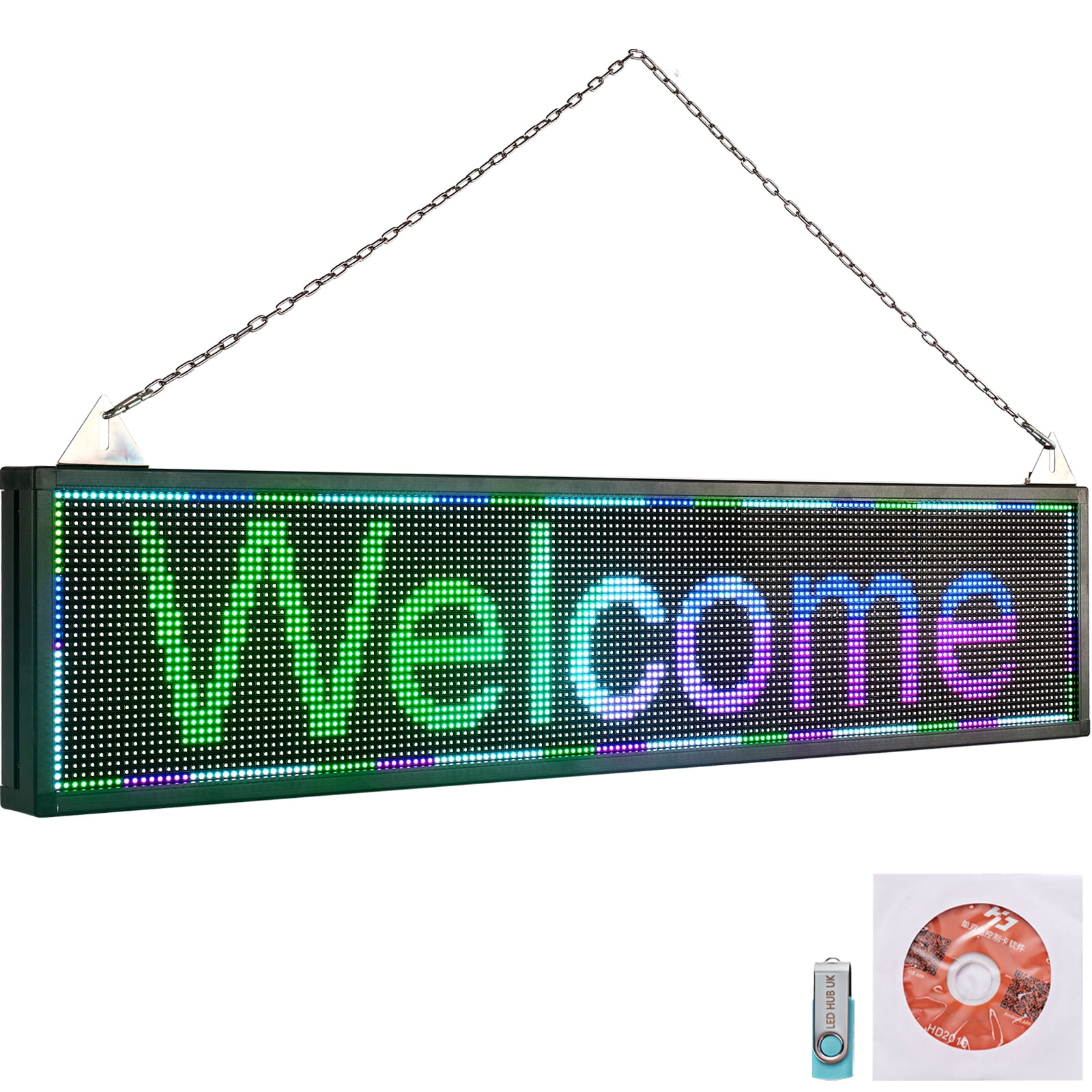 VEVOR LED Scrolling Sign, 40" x 9" WiFi & USB Control P6 Programmable ...