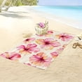 1Pc Real Lily Floral Pattern Beach Towel - Pink, Orange and Yellow ...