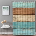 Bathroom Shower Curtain Farmhouse Blue Green Wood Board Waterproof ...