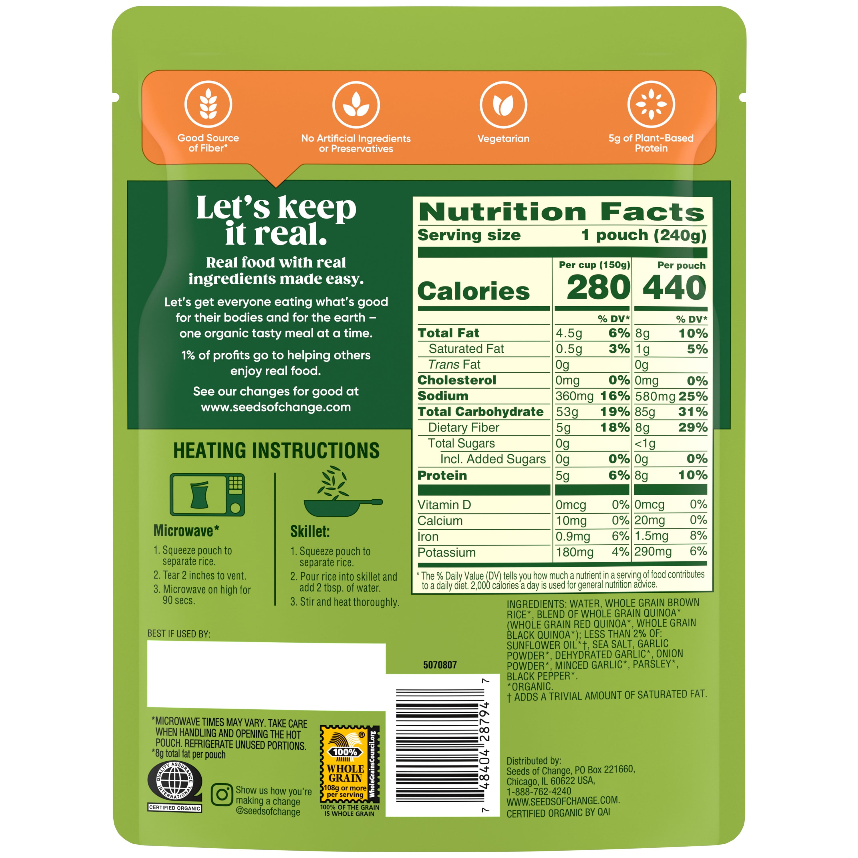 Seeds of Change Organic Quinoa & Brown Rice with Garlic, Organic Food ...