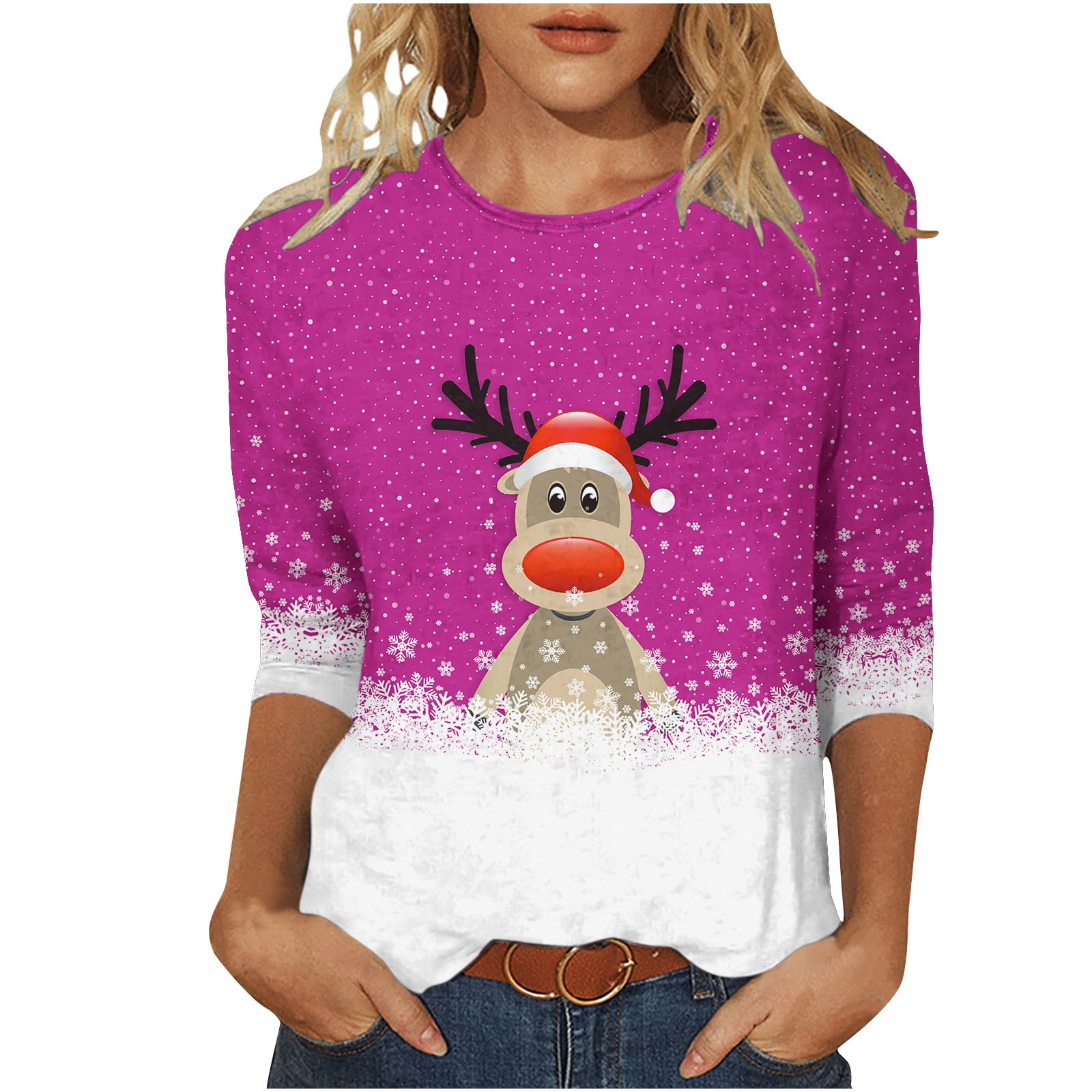 Click here for Unbranded Womens Round Neck Three Quarter Sleeve C... prices