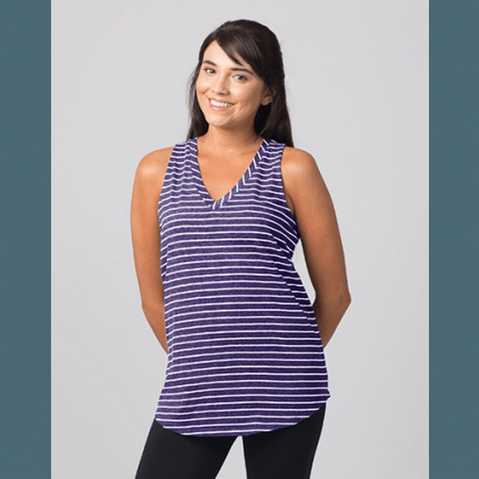Boxercraft T89 Ladies Margo Tank-Purple/Wht Strp-L - Walmart.com